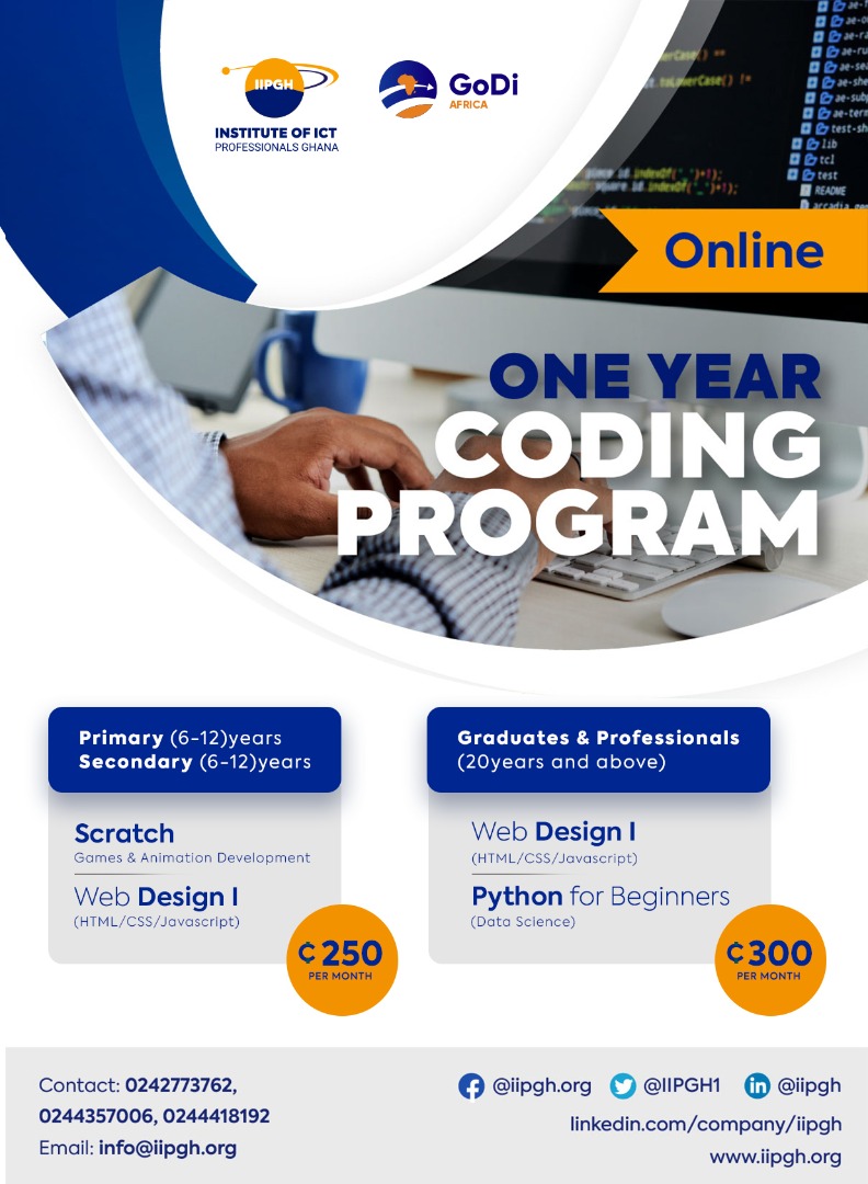 INSTITUTE OF ICT PROFESSIONALS GHANA - IIPGH - 1 Year Coding Program